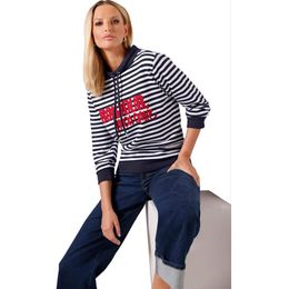 Heine Sweatshirt in Dunkelblau/ Wei&szlig; - 72% | Gr&ouml;&szlig;e 36 | Damen-sweatshirts-jacken