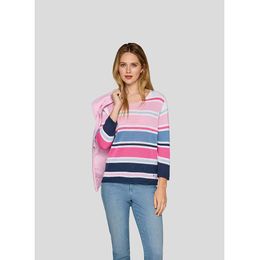 Rabe Pullover in Rosa/ Dunkelblau/ Wei&szlig; - 70% | Gr&ouml;&szlig;e 46 | Damen-pullover-cardigans