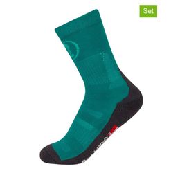 Trollkids 2er-Set: Trekkingsocken in Gr&uuml;n/ Schwarz - 22% | Gr&ouml;&szlig;e 35-38 | Kinder-outdoor-waesche