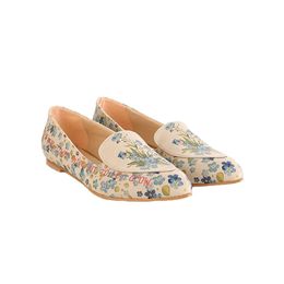 Goby Leder-Mokassins in Beige/ Hellblau - 70% | Gr&ouml;&szlig;e 40 | Damen-schuhe-halbschuhe