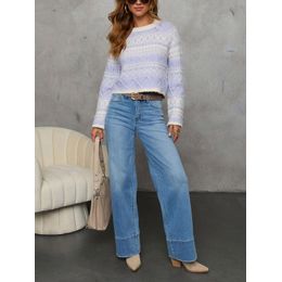 Milan Kiss Pullover in Wei&szlig;/ Hellblau - 56% | Gr&ouml;&szlig;e M | Damen-pullover-cardigans