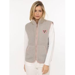 Zwillingsherz Teddyweste "Leo Herzpatch" in Grau - 45% | Gr&ouml;&szlig;e XL | Damenjacken