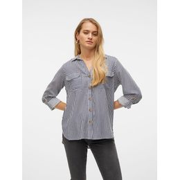 V&eacute;ro Moda Vero Moda Hemd in Dunkelblau/ Wei&szlig; - 56% | Gr&ouml;&szlig;e S | Damen-blusen