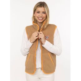 Zwillingsherz Teddyweste "Leo Herzpatch" in Hellbraun - 50% | Gr&ouml;&szlig;e XL | Damenjacken