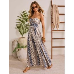 Milan Kiss Kleid in Blau/ Creme - 60% | Gr&ouml;&szlig;e L | Damen-kleider