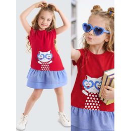 Denokids Kleid "Cat" in Rot - 50% | Gr&ouml;&szlig;e 128 | Kinderkleider
