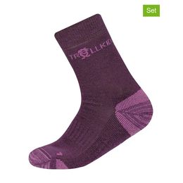 Trollkids 2er-Set: Trekkingsocken "Preikestolen" in Lila - 39% | Gr&ouml;&szlig;e 27-30 | Kinder-outdoor-waesche