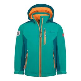 Trollkids Softshelljacke "Balestrand" in Gr&uuml;n/ Orange - 48% | Gr&ouml;&szlig;e 116 | Kinder-outdoor-jacken