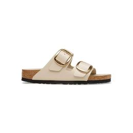 Birkenstock Leder-Pantoletten "Arizona Big Buckle" in Creme - 15% | Gr&ouml;&szlig;e 39 | Damen-pantoletten