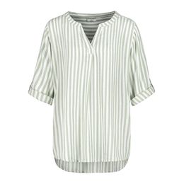 fresh made Bluse in Gr&uuml;n/ Wei&szlig; - 52% | Gr&ouml;&szlig;e XL | Damen-blusen