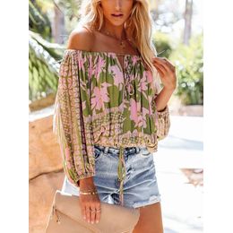 Milan Kiss Bluse in Rosa/ Gr&uuml;n - 66% | Gr&ouml;&szlig;e L | Damen-blusen