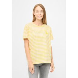 Derbe Shirt in Wei&szlig;/ Gelb - 45% | Gr&ouml;&szlig;e L | Damen-tops
