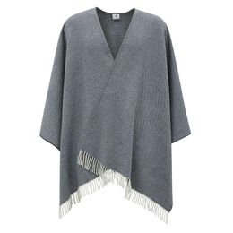 Lanerossi Wollponcho "Salice" in Anthrazit - (L)130 x (B)180 cm - 75% | Damenjacken