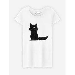 WOOOP Shirt "Sitting Cat" in Wei&szlig; - 54% | Gr&ouml;&szlig;e S | Damen-tops