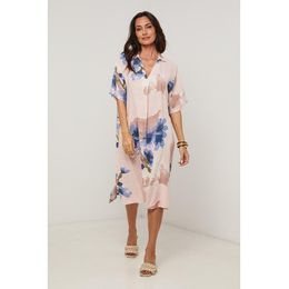 Le Monde du Lin Leinen-Kleid in Hellrosa/ Blau - 72% | Gr&ouml;&szlig;e 40/42 | Damen-kleider