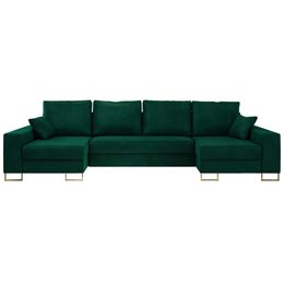 H&ouml;ffner Wohnlandschaft mit Schlaffunktion Dorain gr&uuml;n Ma&szlig;e (cm): B: 312 H: 95 &raquo; H&ouml;ffner