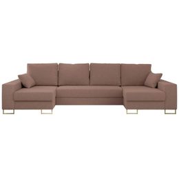 H&ouml;ffner Wohnlandschaft mit Schlaffunktion Dorain rosa/pink Ma&szlig;e (cm): B: 312 H: 95 &raquo; H&ouml;ffner