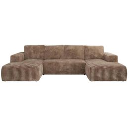 H&ouml;ffner Wohnlandschaft mit Schlaffunktion Trentino braun Ma&szlig;e (cm): B: 334 H: 91 &raquo; H&ouml;ffner