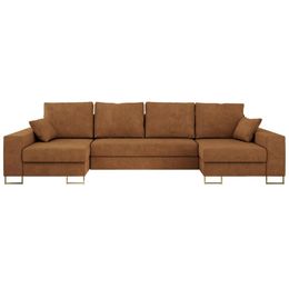 H&ouml;ffner Wohnlandschaft mit Schlaffunktion Dorain orange Ma&szlig;e (cm): B: 312 H: 95 &raquo; H&ouml;ffner