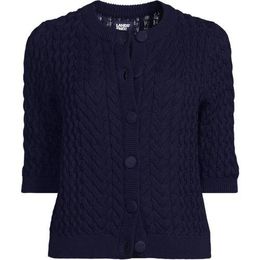 LANDS' END Baumwoll-Zopfmustercardigan mit 3/4-&Auml;rmeln, Damen,  Wei&szlig;, Baumwolle, by Lands' End