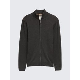 Tom Tailor Herren Strickjacke mit Stehkragen, schwarz, Meliert, Gr. L