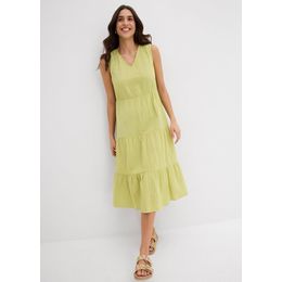 bonprix Kleid aus weichem Musselin, gr&uuml;n, Gr.52, weit geschnittenes Kleid aus reiner Baumwolle, aus 100% Baumwolle