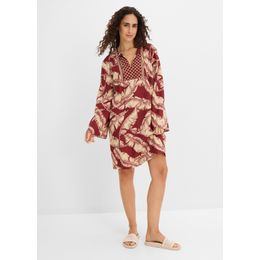 bonprix Tunika-Kleid aus flie&szlig;endem Viskose-Mix, rot, Gr.36, sommerliches Tunika-Kleid aus flie&szlig;endem Viskose-Mix mit Stickerei am Ausschnitt vorne, aus Viskose