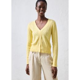 bonprix Ajour-Strickjacke mit Seidenanteil, gelb, Gr.48/50 (XL), trendige Premium Strickjacke mit hochwertigen Seiden-Mix, 70% Baumwolle