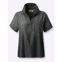 Heine Witt Damen Jeansbluse mit R&uuml;ckenfalte, black denim, Gr&ouml;&szlig;e 50