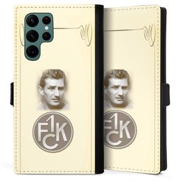 DeinDesign Galaxy S22 Ultra Handy Klapph&uuml;lle Handyh&uuml;lle aus Kunst Leder schwarz Flip Case 1. Fc Kaiserslautern Fritz Walter Logo Sideflip mit langer Lasche