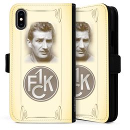 DeinDesign iPhone X Handy Klapph&uuml;lle Handyh&uuml;lle aus Kunst Leder schwarz Flip Case 1. Fc Kaiserslautern Fritz Walter Logo Sideflip mit langer Lasche