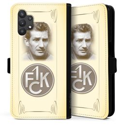 DeinDesign Galaxy A32 5G Handy Klapph&uuml;lle Handyh&uuml;lle aus Kunst Leder schwarz Flip Case Logo 1. Fc Kaiserslautern Fritz Walter Sideflip mit langer Lasche