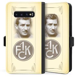DeinDesign Galaxy S10 Plus Handy Klapph&uuml;lle Handyh&uuml;lle aus Kunst Leder schwarz Flip Case 1. Fc Kaiserslautern Fritz Walter Logo Sideflip mit Lasche