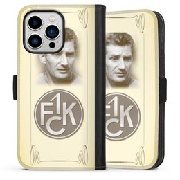 DeinDesign iPhone 13 Pro Handy Klapph&uuml;lle Handyh&uuml;lle aus Kunst Leder schwarz Flip Case 1. Fc Kaiserslautern Fritz Walter Logo Sideflip mit Lasche