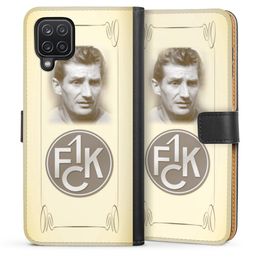 DeinDesign Galaxy A12 Handy Klapph&uuml;lle Handyh&uuml;lle aus Kunst Leder schwarz Flip Case Logo 1. Fc Kaiserslautern Fritz Walter Sideflip mit langer Lasche