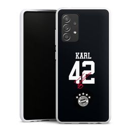 DeinDesign Galaxy A52s 5G Handy Silikon H&uuml;lle Case wei&szlig; Handyh&uuml;lle Merchandise Fc Bayern M&uuml;nchen Lennart Karl Silikon Case