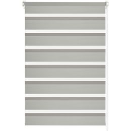 Doppelrollo Gardinia "Easyfix", grau (hellgrau), B:90cm H:220cm, Polyester, Rollos, segmentweise gewebter Stoff