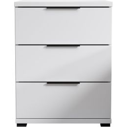 Nachtkommode Schlafkontor "Smilla Nachttisch, Nachtkonsole mit Schubk&auml;sten", wei&szlig; (wei&szlig;, griffe schwarz), B:46cm H:61cm T:42cm, Holzwerkstoff, Sideboards, Nachtkonsole, Korpus melaminbeschichtet, silberfarbige oder schwarze Griffe