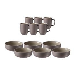 Ritzenhoff & Breker Geschirr-Set RITZENHOFF & BREKER "Brunchset Jasper 12er Set", grau (taupe), 12, Keramik, Geschirr-Sets, Geschirr-Set, Sp&uuml;lmaschinengeeignet