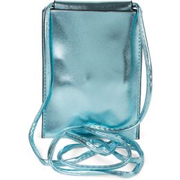 Smartphonetasche styleBREAKER "Handy Umh&auml;ngetasche Metallic", Damen, Gr. B/H/T: 11,5cm x 15cm x 1,2cm Einheitsgr&ouml;&szlig;e, blau metallic, 100% Polyurethan PU. Futter: 100% Polyester PES., gemustert, Taschen