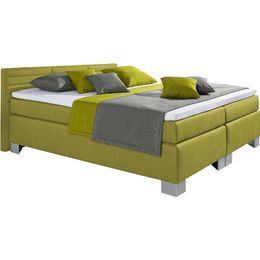 Boxspringbett Hapo, gr&uuml;n, ohne Topper, Liegefl&auml;che B/L: 160cm x 200cm, H4, Bonnell-Federkernmatratze, Komplettbetten, Boxspringbett