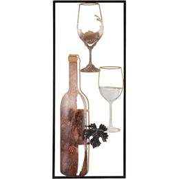 Metallbild B&Ouml;NNINGHOFF "WEINFLASCHE UND WEINGL&Auml;SER 25x61 cm &ndash; Deko modern", braun (farbe bild(er): kupfer, rose), B:25cm H:61cm T:1,91cm, Metall, Bilder
