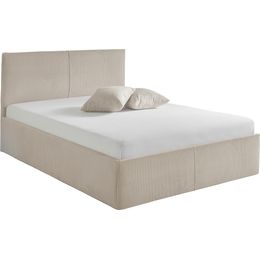Polsterbett, hellbeige, B:148cm L:210cm, Bezug. Hochwertiger Breitcord, 100% Polyester pflegeleicht, Polsterung: Polsterwatte, Material Gestell: gepolsterter Holzwerkstoff, , Westfalia Schlafkomfort, Betten, Polsterbett