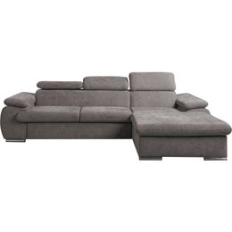Ecksofa WERK2 "Cosmo", taupe, B:282cm H:99cm T:192cm, 100% Polyester, Sofas, Ecksofa, Eckcouch mit Schlaffunktion, Bettkasten & verstellbaren Kopfteilen