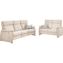 Polstergarnitur Home Affaire "Turin, 2,5- & 3-Sitzer mit elektrischer Relaxfunktion", sand, H:107cm T:97cm, Holzwerkstoff, Sitzm&ouml;bel-Sets, inkl. Tisch, USB & Steckdose, Federkern & pflegeleichtem Bezug