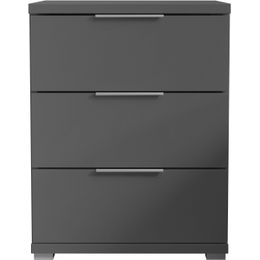 Nachtkommode Schlafkontor "Smilla Nachttisch, Nachtkonsole mit Schubk&auml;sten", schwarz (graphit, griffe silberfarben), B:46cm H:61cm T:42cm, Holzwerkstoff, Sideboards, Nachtkonsole, Korpus melaminbeschichtet, silberfarbige oder schwarze Griffe
