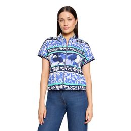 Shirtjacke Betty Barclay "Damen mit Rippenstruktur", Damen, Gr. 44, bunt (blau, gr&uuml;n), Rippware, Obermaterial: 95% Baumwolle, 5% Elasthan, tailliert normal, Rundhals, Shirts Shirtjacke