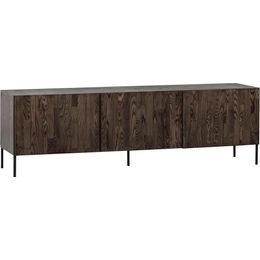 Lowboard Woood "Bono mit Eschenfurnier und 3 T&uuml;ren", braun, B:180cm H:56cm T:46cm, FSC-zertifiziertes Massivholz, Sideboards, Lowboard, Eschenfurnier mit Beizung, Tragkraft Deckplatte 30 kg