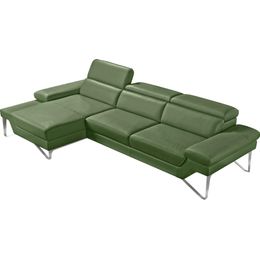 Ecksofa Egoitaliano "Princess, elegantes Designsofa mit erstklassigem Sitzkomfort, L-Form", gr&uuml;n (sprite), B:282cm H:95cm T:168cm, Leder CAREZZA (echtes Rindsleder) ist ein Naturleder, dass die urspr&uuml;nglichen Eigenschaften der Haut nicht ver&auml;ndert. Das Vorhandensein von verheilten Narben, K&ouml;rnungsunterschiede, Falten, Adern, Unterschiede in den Farbt&ouml;nen und andere Spuren, die die Natur auf diesen