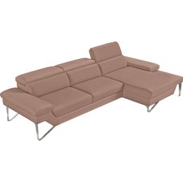Ecksofa Egoitaliano "Princess, elegantes Designsofa mit erstklassigem Sitzkomfort, L-Form", rosa (millenium rose), B:282cm H:95cm T:168cm, Leder &raquo;BULL&laquo; (echtes Rindsleder). Geschliffenes, pigmentiertes und behandeltes Rindsleder mit einer Dicke von 1, 3-1, 5 mm. Dieses Leder zeigt eine ziemlich weiche Hand mit einem halb undurchsichtigen Aussehen. Es handelt sich um ein gesch&uuml;tztes Leder. Eine lei